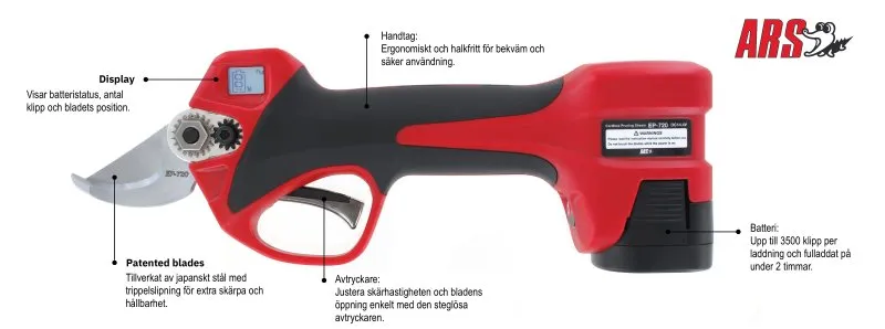 ARS Batteridriven Sekatör EP-720, Cut 25mm